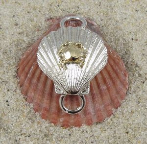 Sterling Silver Scallop w/ 14k Crab Clasp