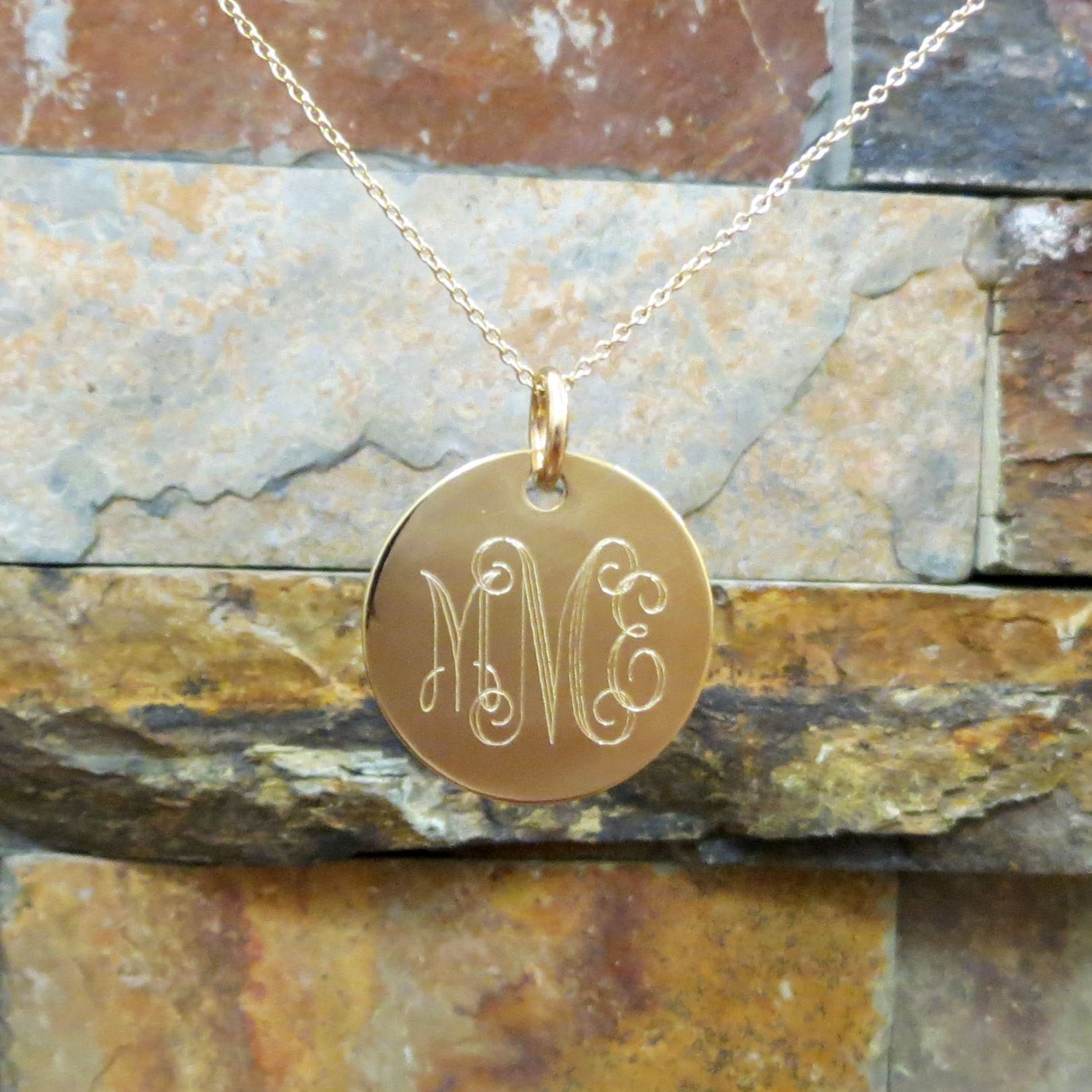 Engraved Monogram Necklace Engraved Initial Tag Necklace With Diamond